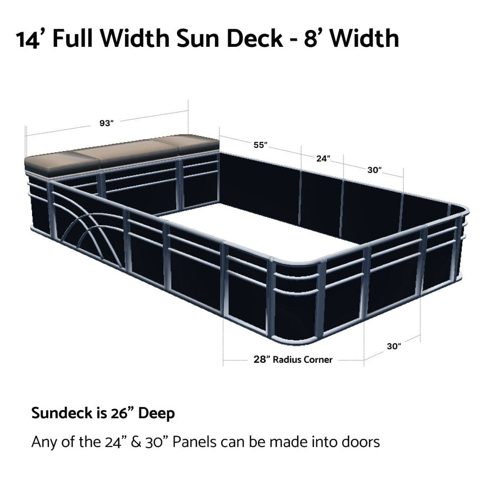 Full Width Sun Deck Square - 8' Wide Pontoon Fence Railing Package