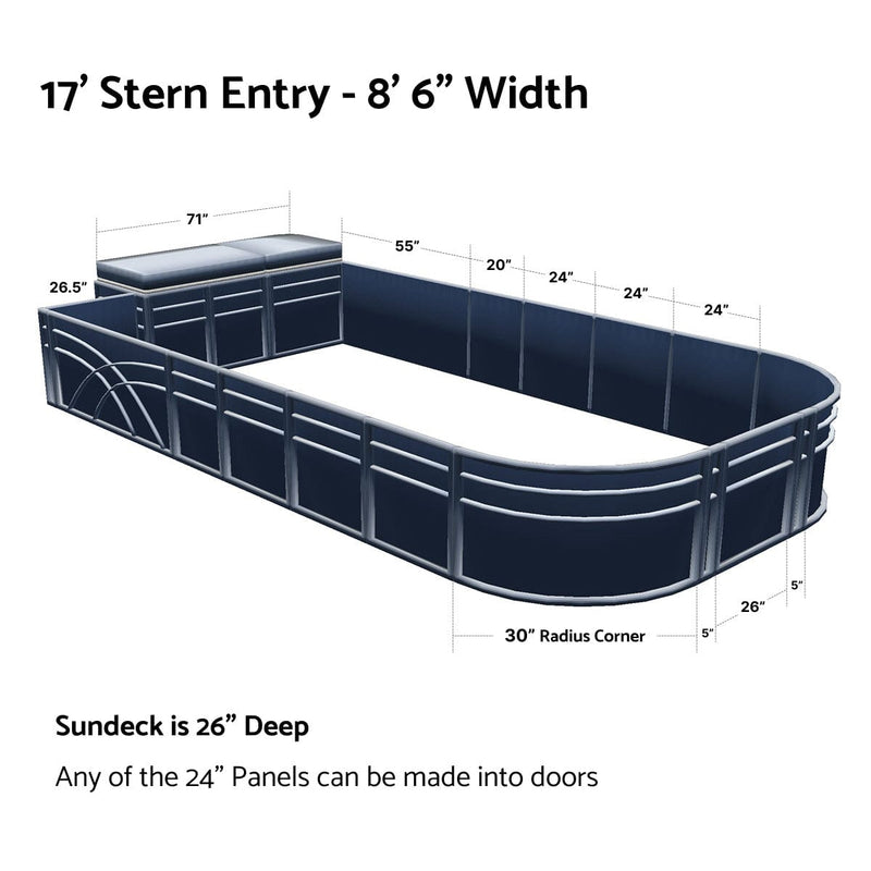 Stern Entry Sun Deck - 8' 6" Wide Pontoon Fence Rail Package