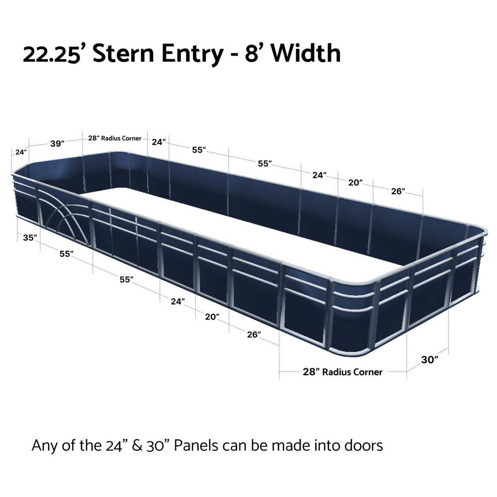 Stern Entry Square - 8' Wide Pontoon Fence Rail Package
