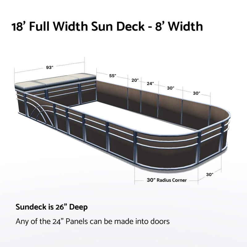 Full Width Sun Deck - 8' Wide Pontoon Fence Railing Package
