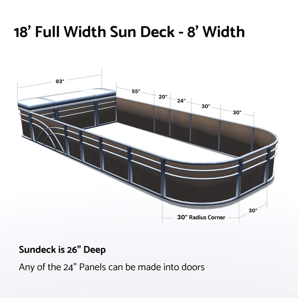 Full Width Sun Deck - 8' Wide Pontoon Fence Railing Package