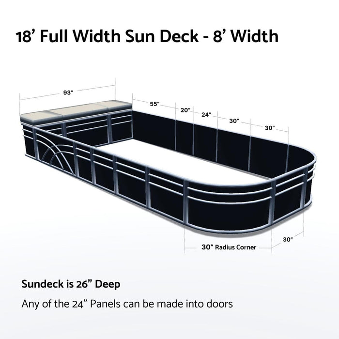 Full Width Sun Deck - 8' Wide Pontoon Fence Railing Package