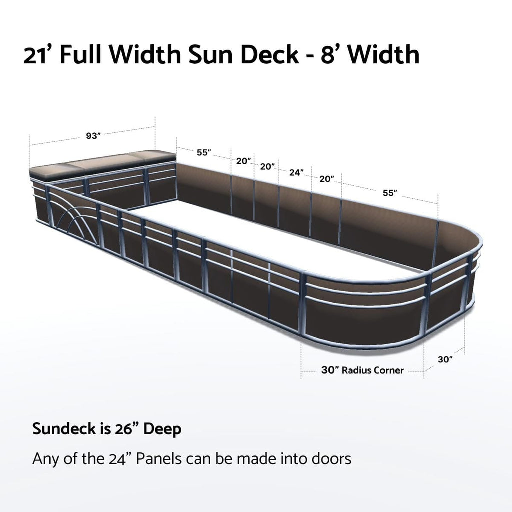 Full Width Sun Deck - 8' Wide Pontoon Fence Railing Package
