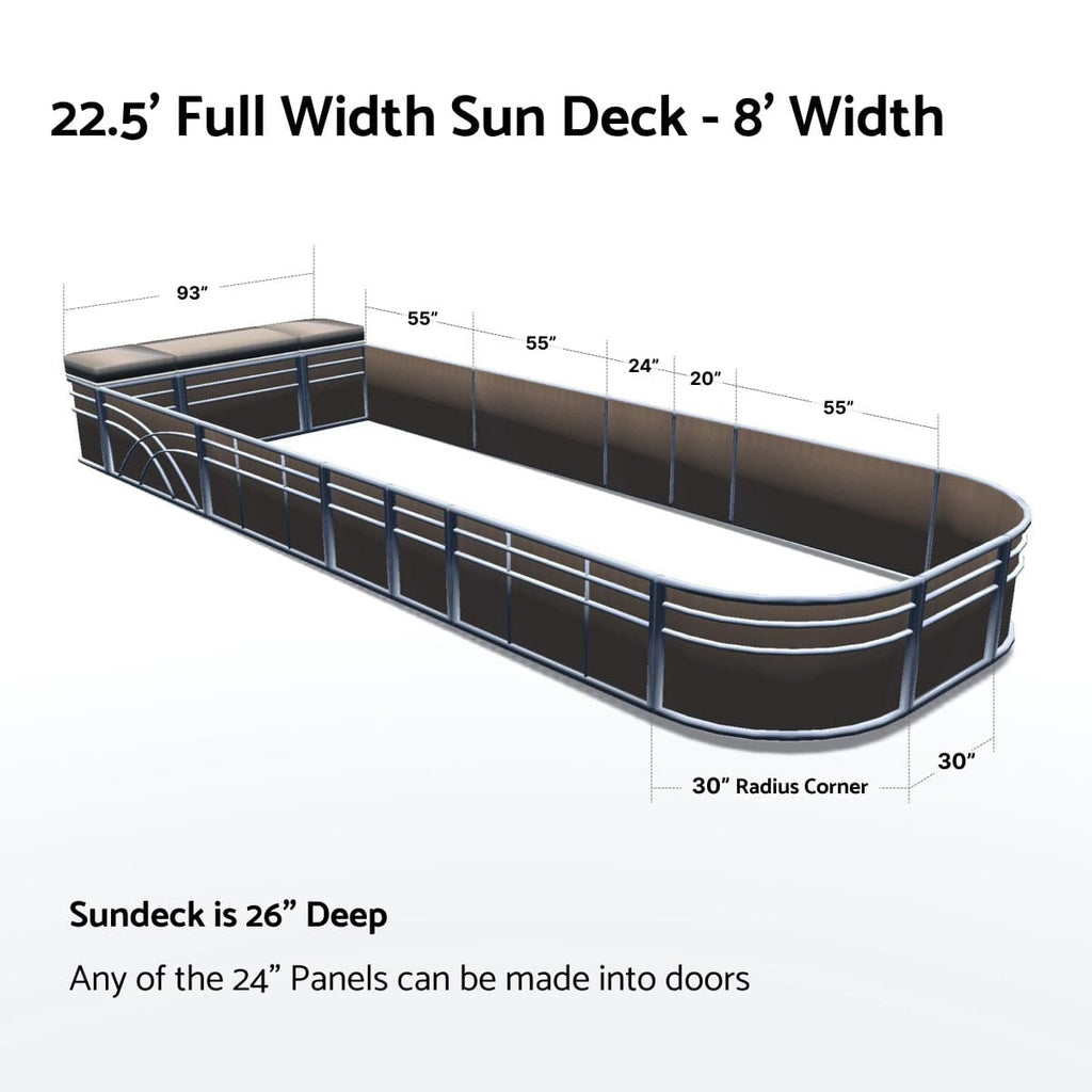 Full Width Sun Deck - 8' Wide Pontoon Fence Railing Package