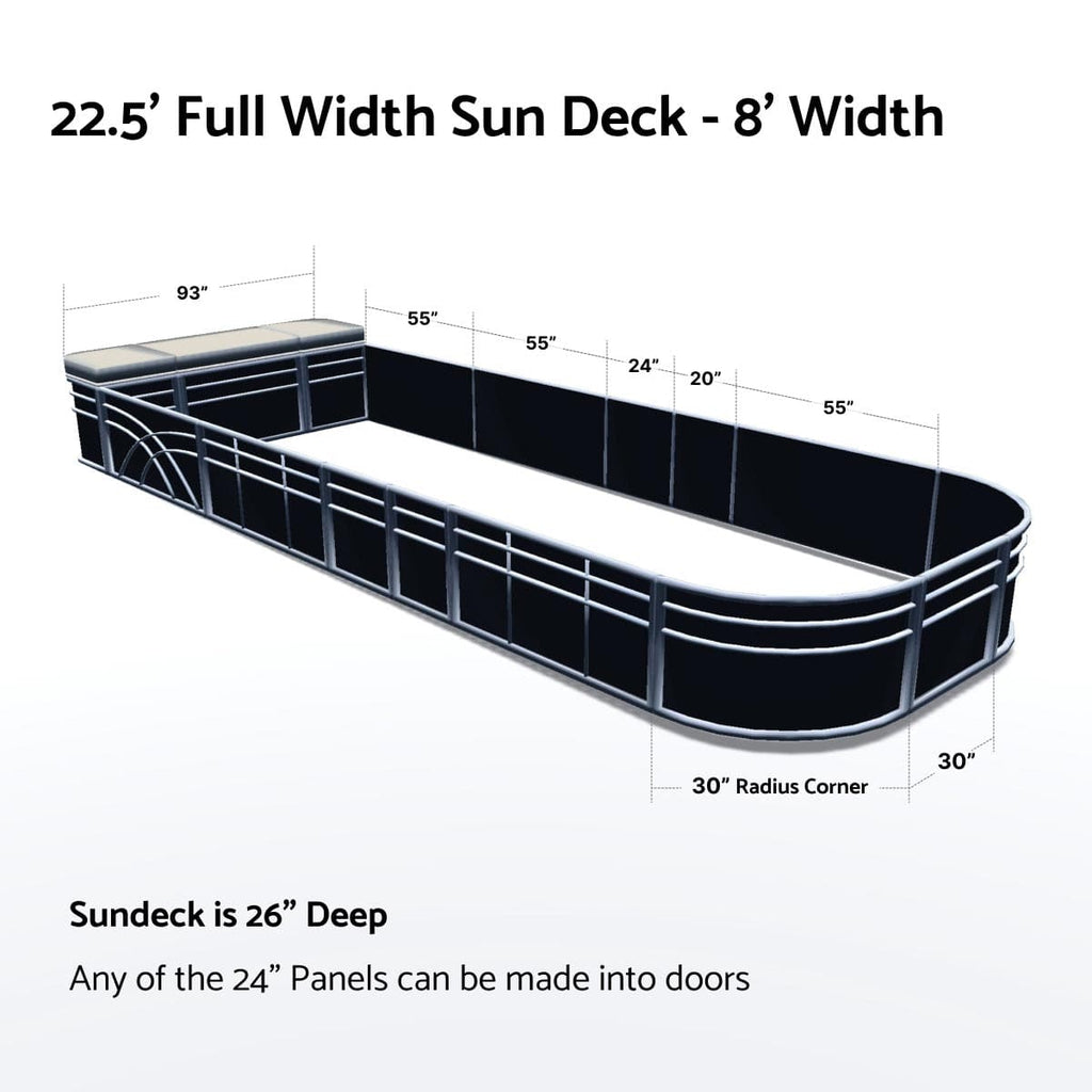 Full Width Sun Deck - 8' Wide Pontoon Fence Railing Package