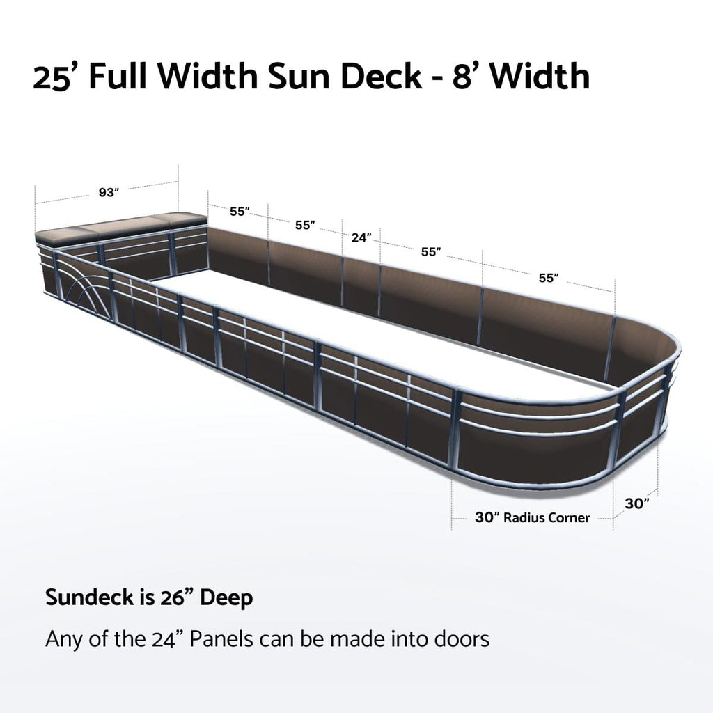 Full Width Sun Deck - 8' Wide Pontoon Fence Railing Package