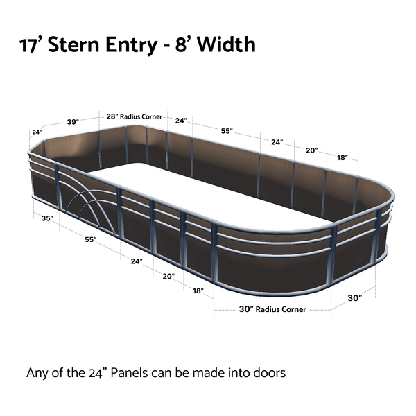 Stern Entry - 8' Wide Pontoon Fence Rail Package
