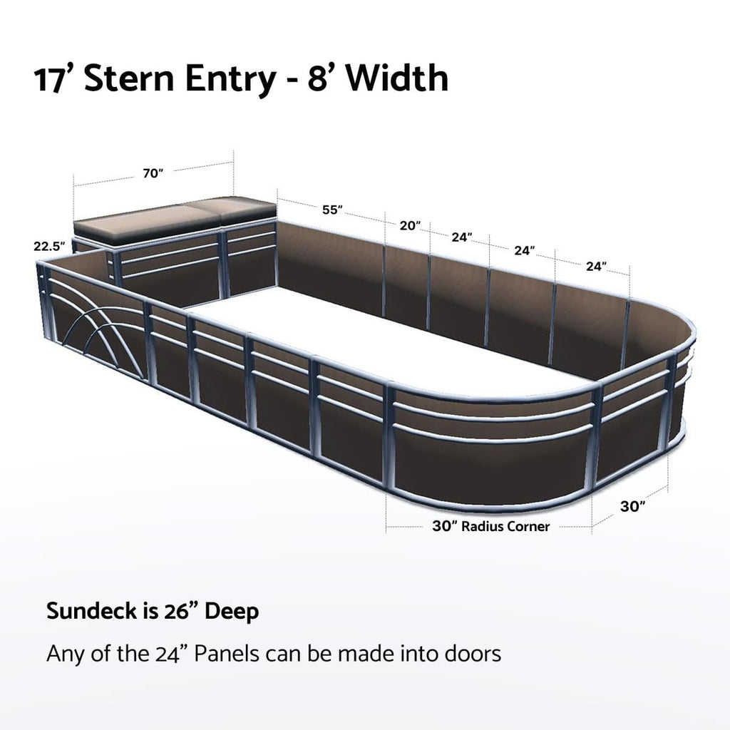 Stern Entry Sun Deck - 8' Wide Pontoon Fence Rail Package