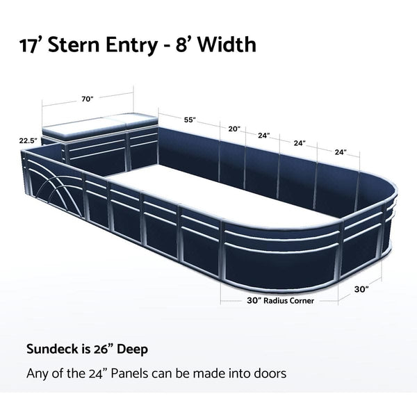 Stern Entry Sun Deck - 8' Wide Pontoon Fence Rail Package