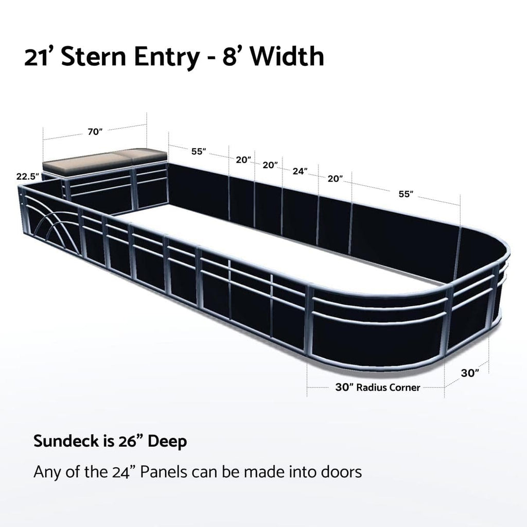 Stern Entry Sun Deck - 8' Wide Pontoon Fence Rail Package