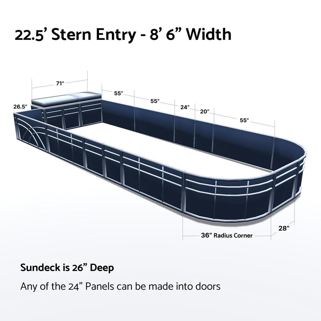 Stern Entry Sun Deck - 8' 6" Wide Pontoon Fence Rail Package