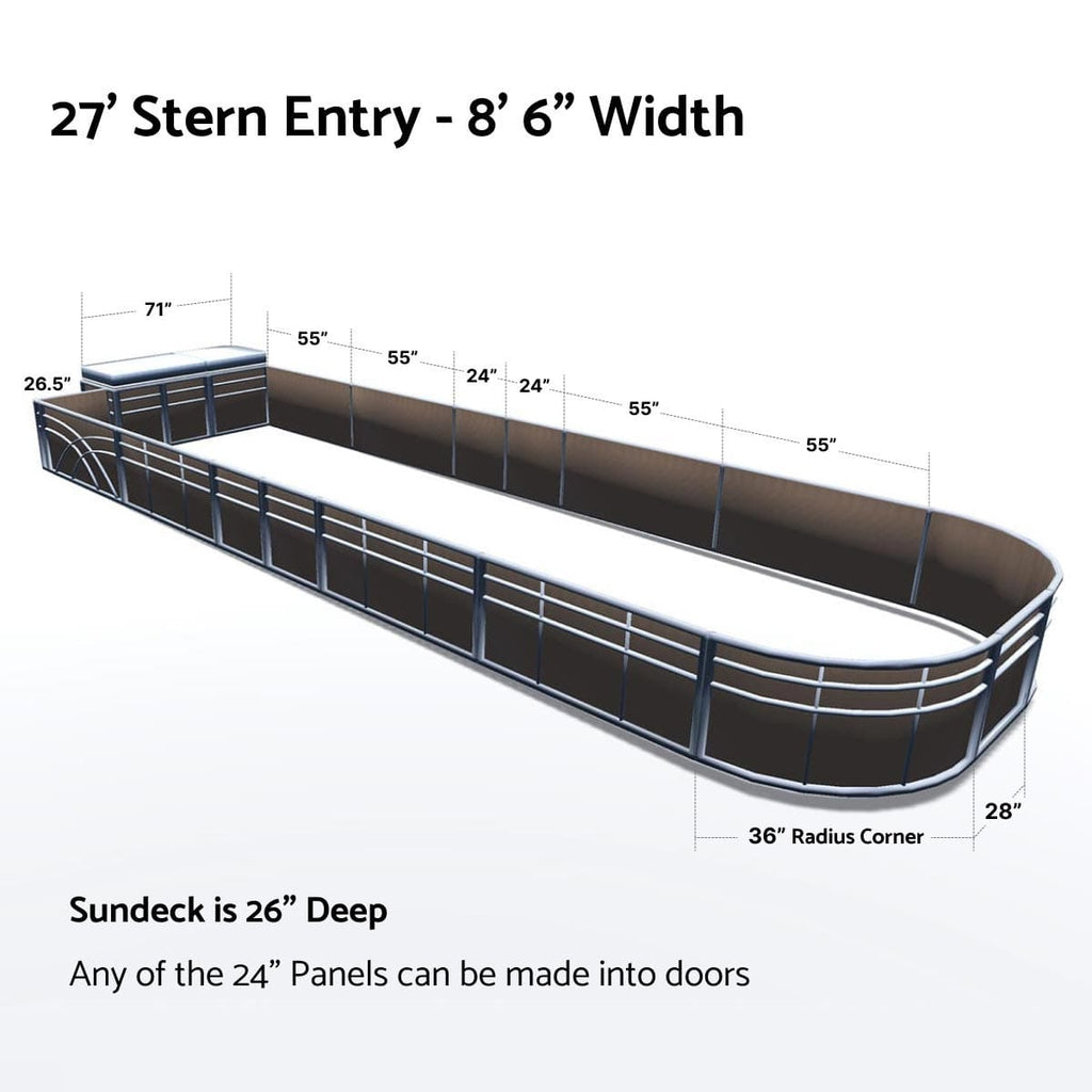 Stern Entry Sun Deck - 8' 6" Wide Pontoon Fence Rail Package